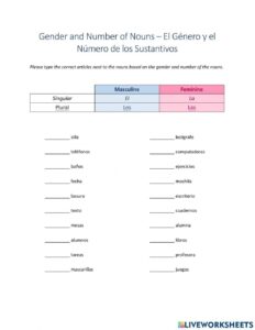 Gender Nouns Worksheet - Download Free Printable Templates