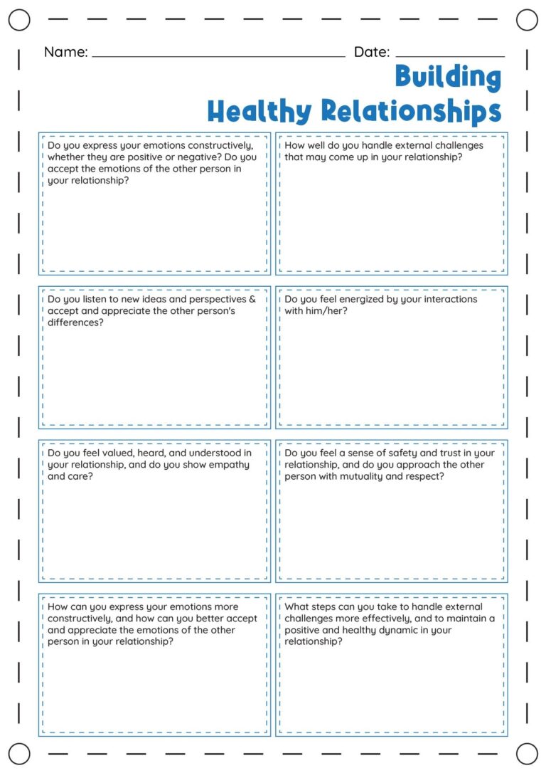Healthy Relationships Worksheets - Download Free Printable Templates