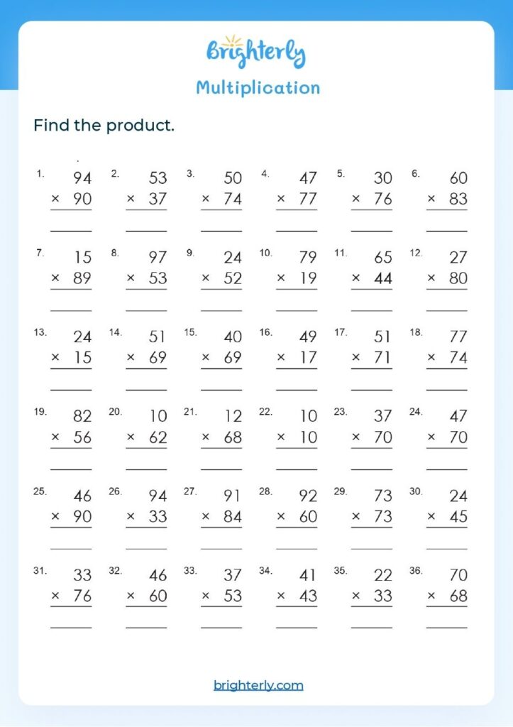 Multiplication Worksheets For 4th Graders - Download Free Printable ...