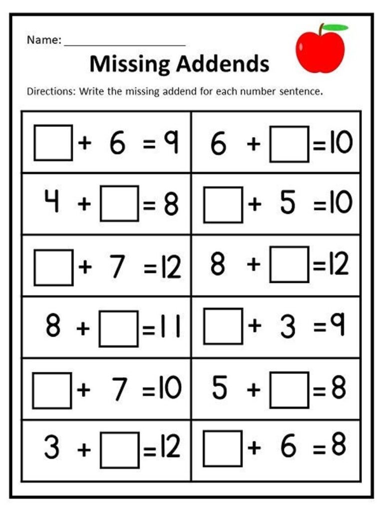 Math Worksheets Grade 1 - Download Free Printable Templates