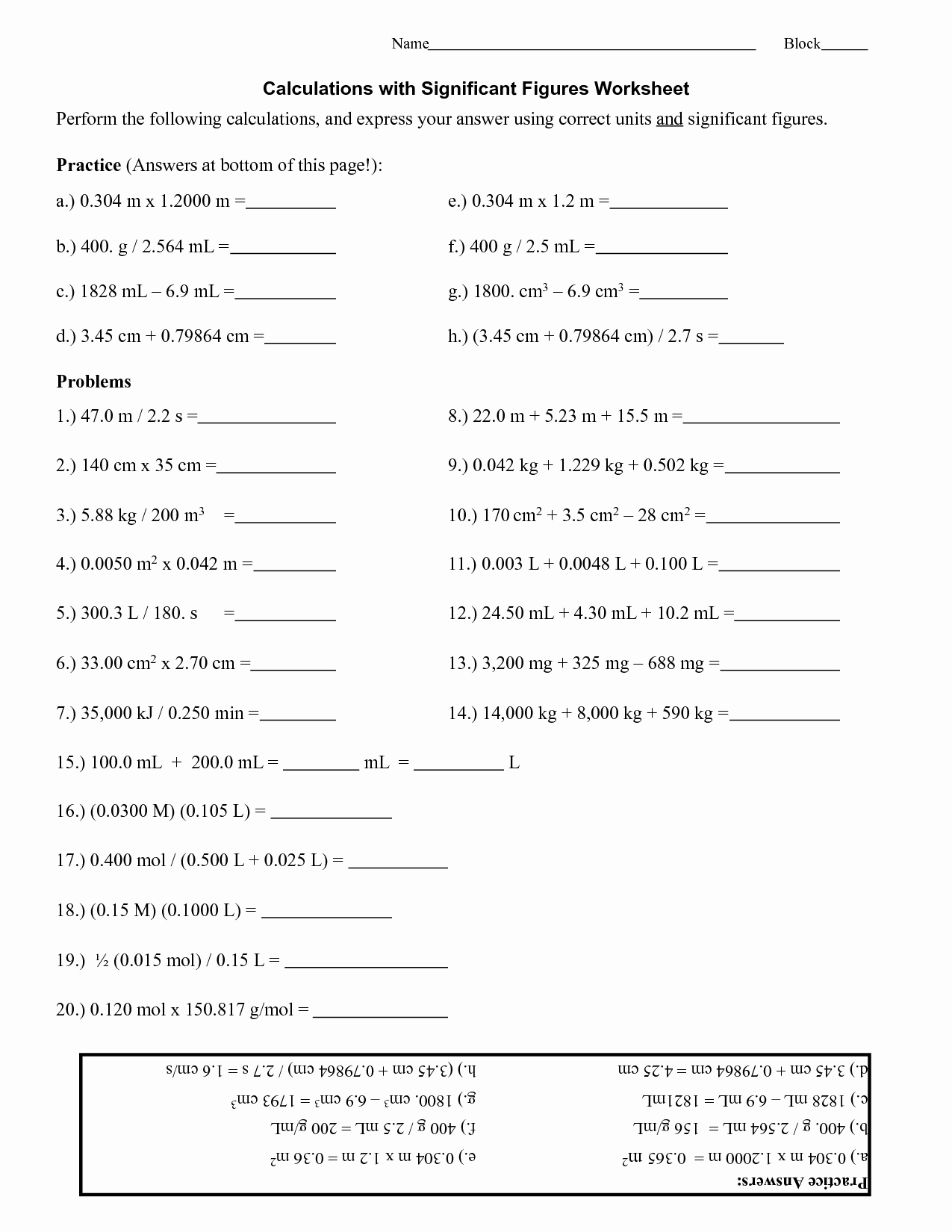 Significant Figures Worksheet - Download Free Printable Templates