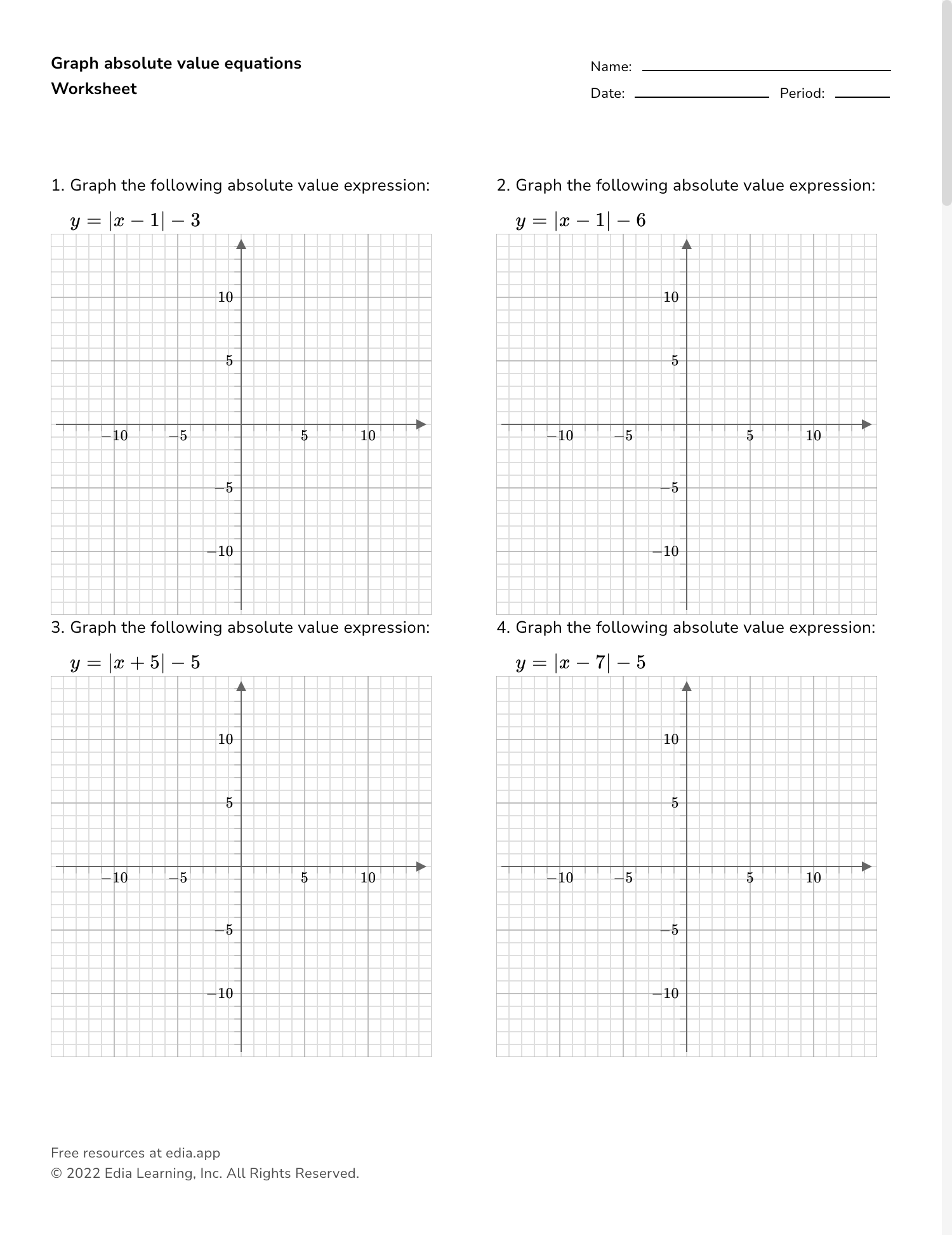 Absolute Value Worksheets - Download Free Printable Templates