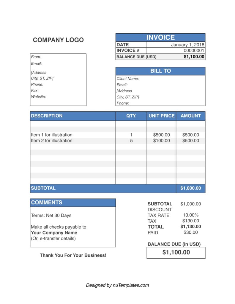 Free Printable Billing Invoices Templates - Download Free Printable ...
