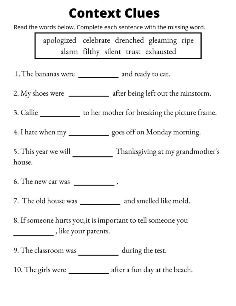 Context Clues Worksheets - Download Free Printable Templates
