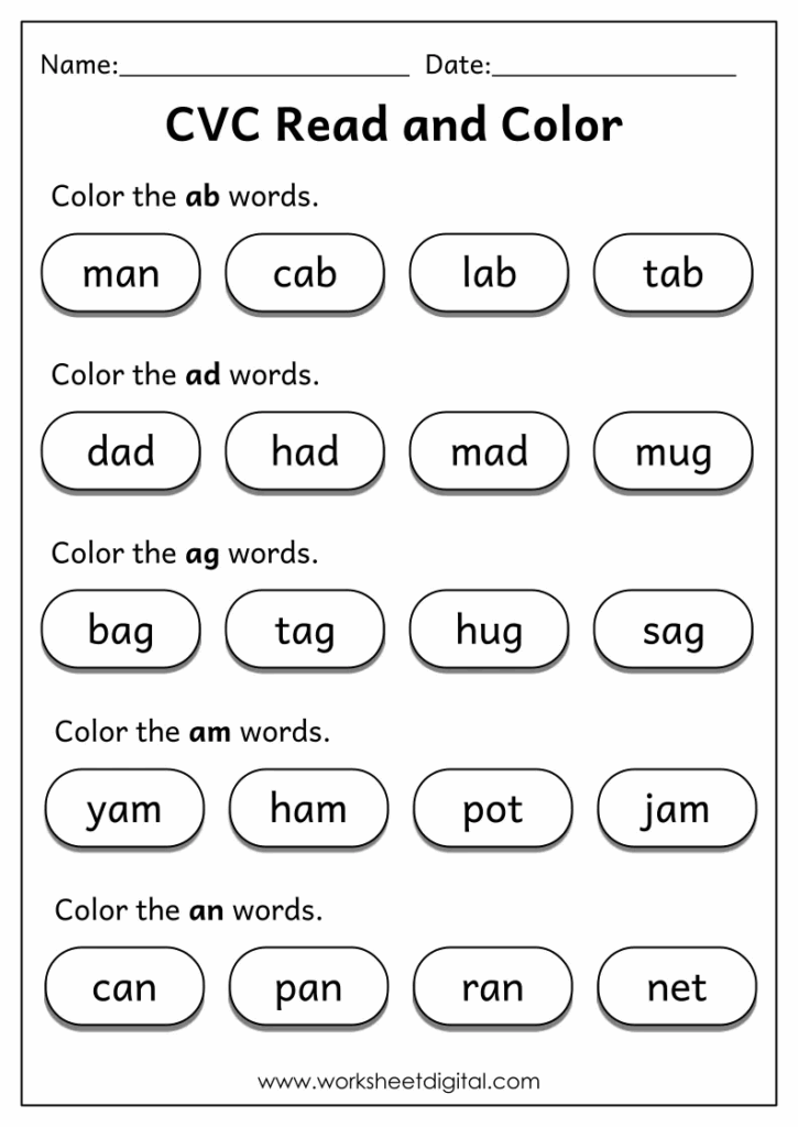Cvc Words Worksheets - Download Free Printable Templates