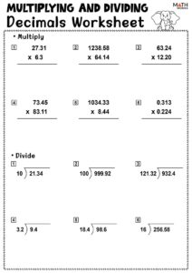 Decimal Multiplication Worksheets - Download Free Printable Templates