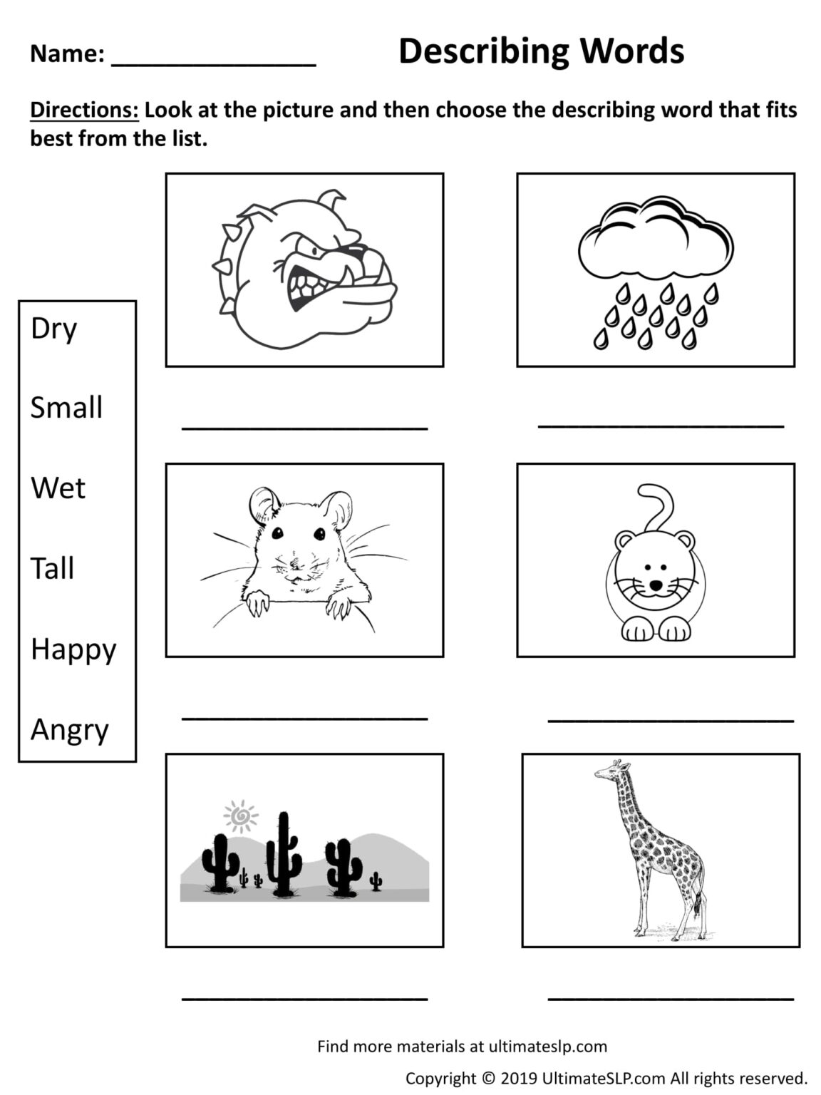 Describing Words Worksheet For Class 1 - Download Free Printable Templates