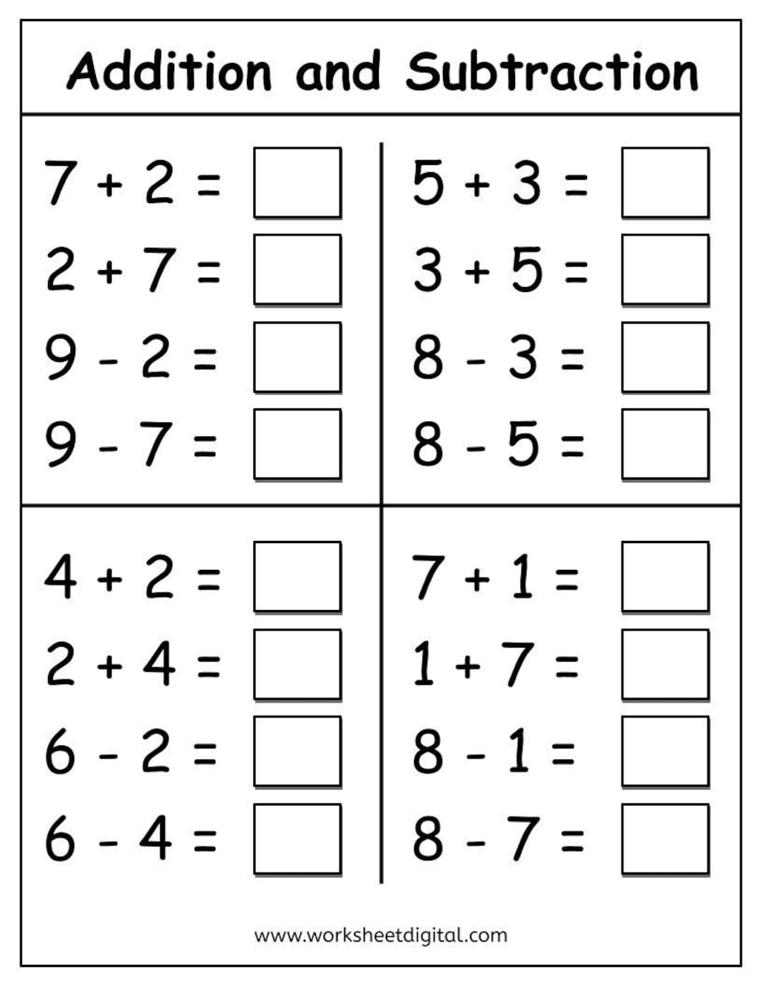 Math Worksheets Addition - Download Free Printable Templates