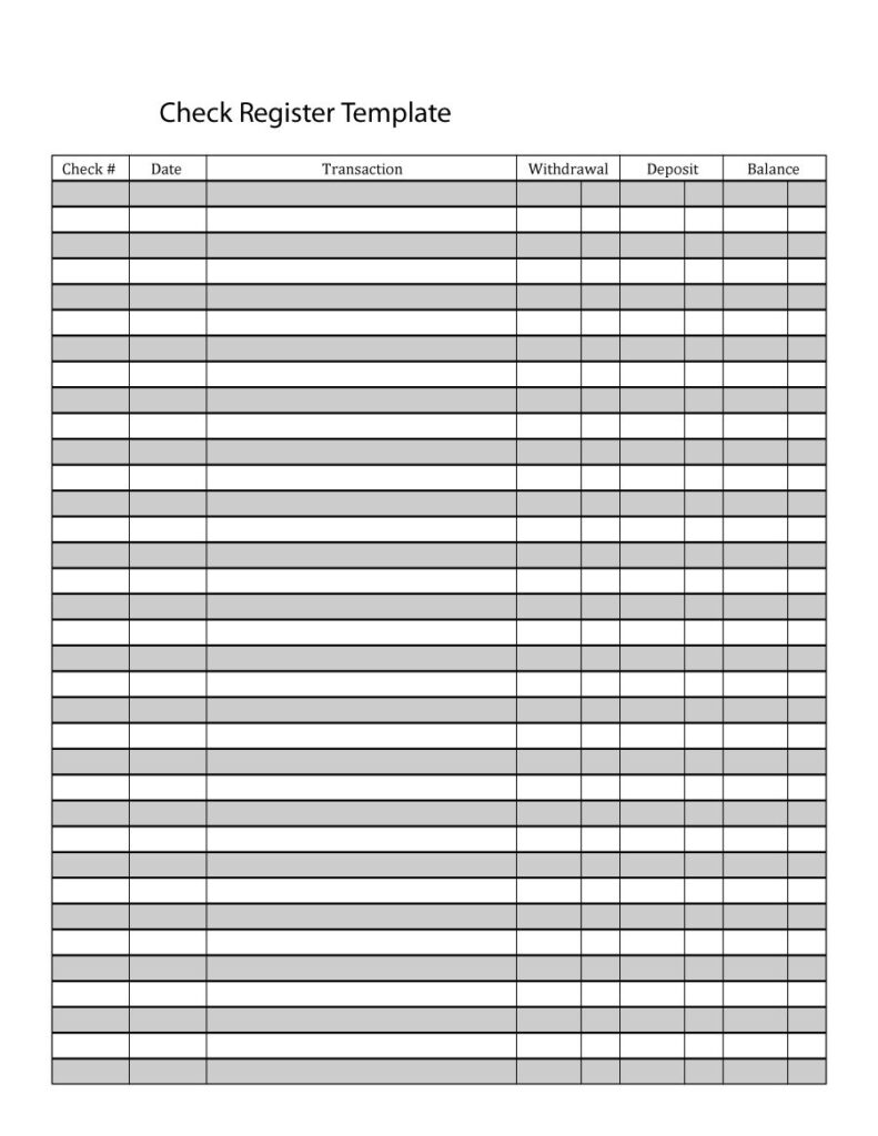 Checkbook Register Template Free Printable - Download Free Printable ...