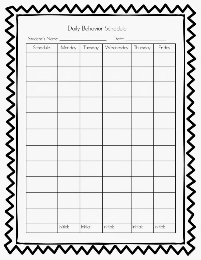 Free Printable Daily Behavior Chart Template Free - Download Free ...
