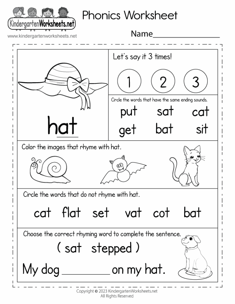 Phonics Worksheets For Kindergarten - Download Free Printable Templates