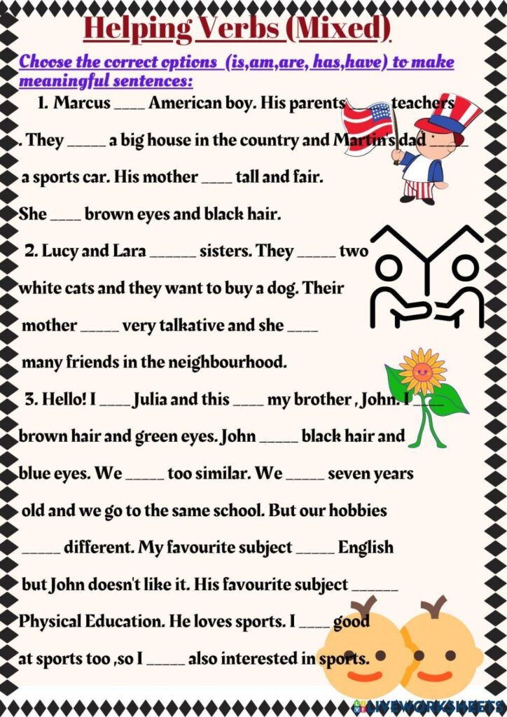 Helping Verbs Worksheet - Download Free Printable Templates