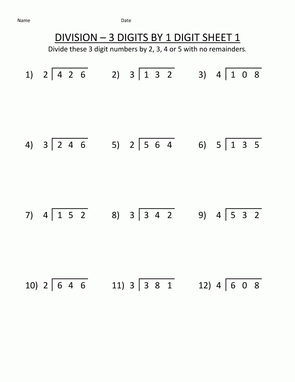 4th Grade Division Worksheets - Download Free Printable Templates
