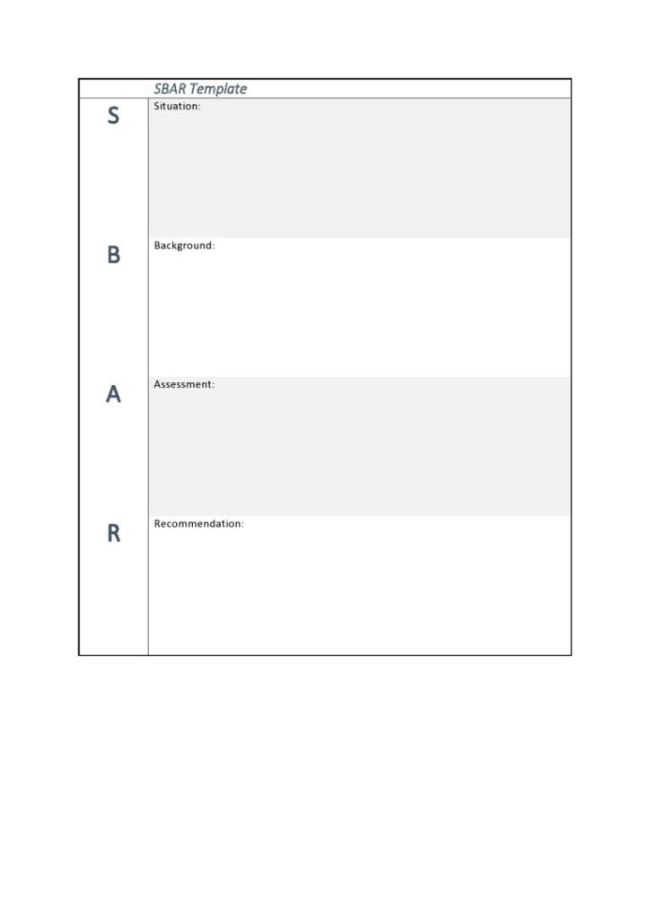 Free Printable Blank Sbar Template - Download Free Printable Templates