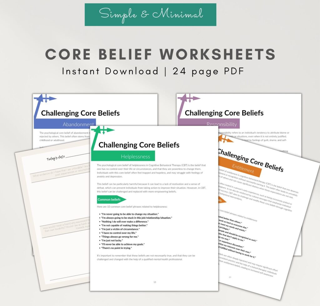 Core Beliefs Worksheet - Download Free Printable Templates