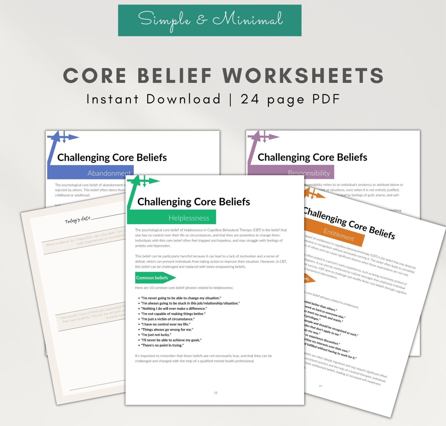 Core Beliefs Worksheet - Download Free Printable Templates