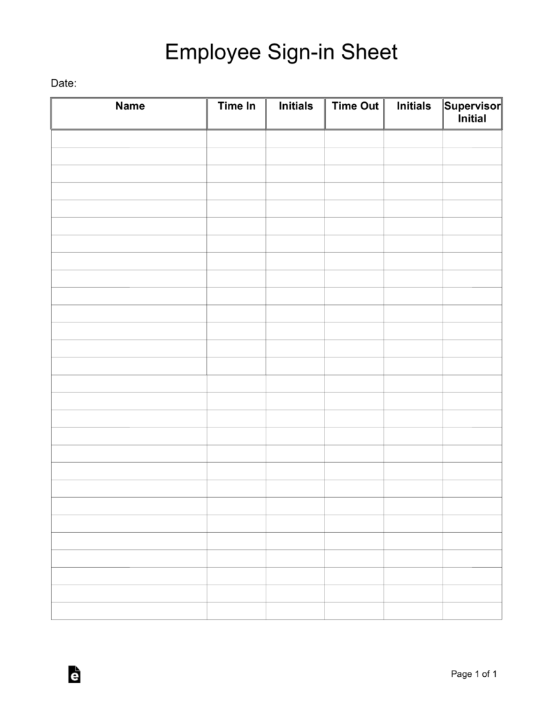 Free Printable Sign In Sheet Template - Download Free Printable Templates