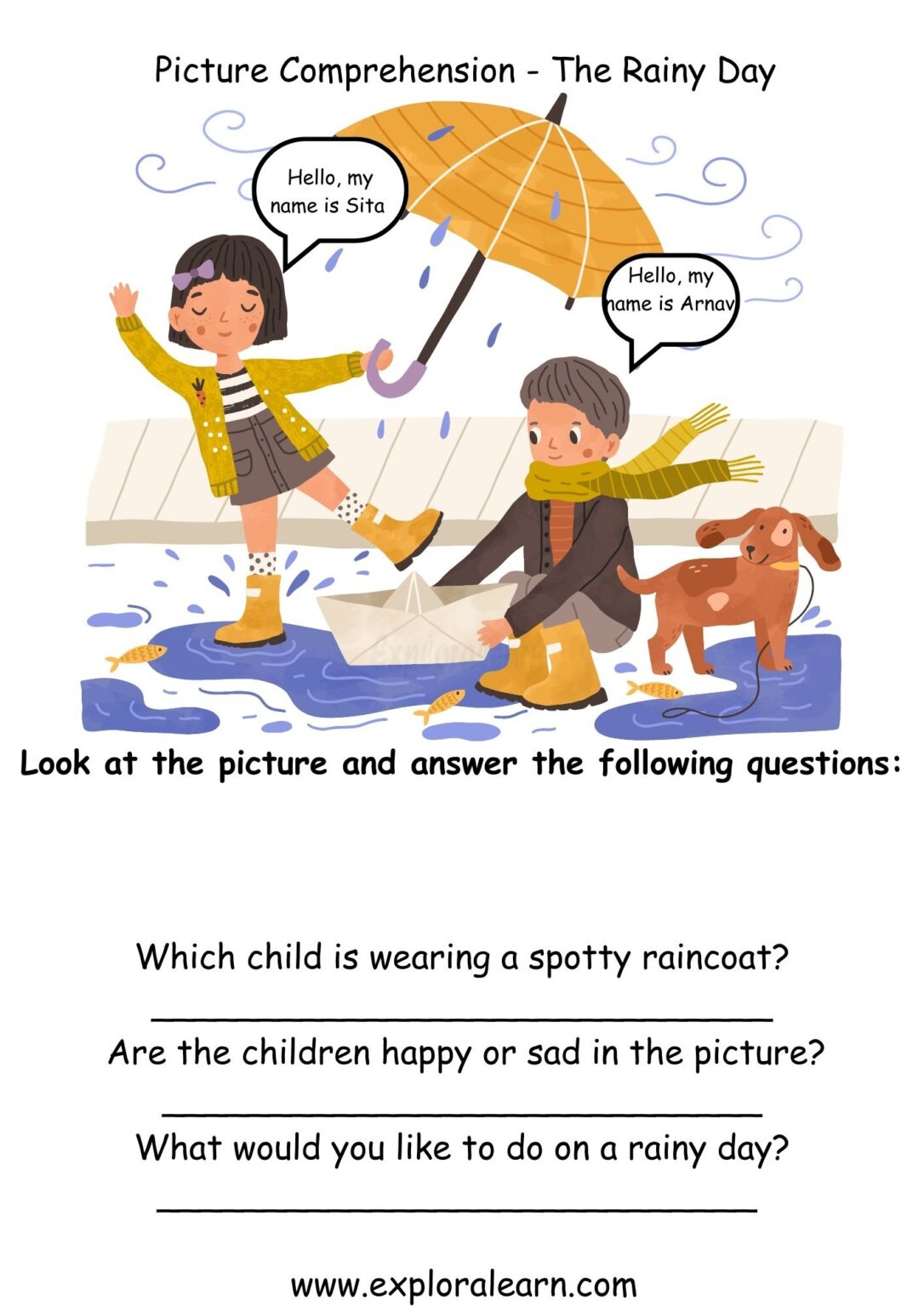 Comprehension For Class 1 - Download Free Printable Templates