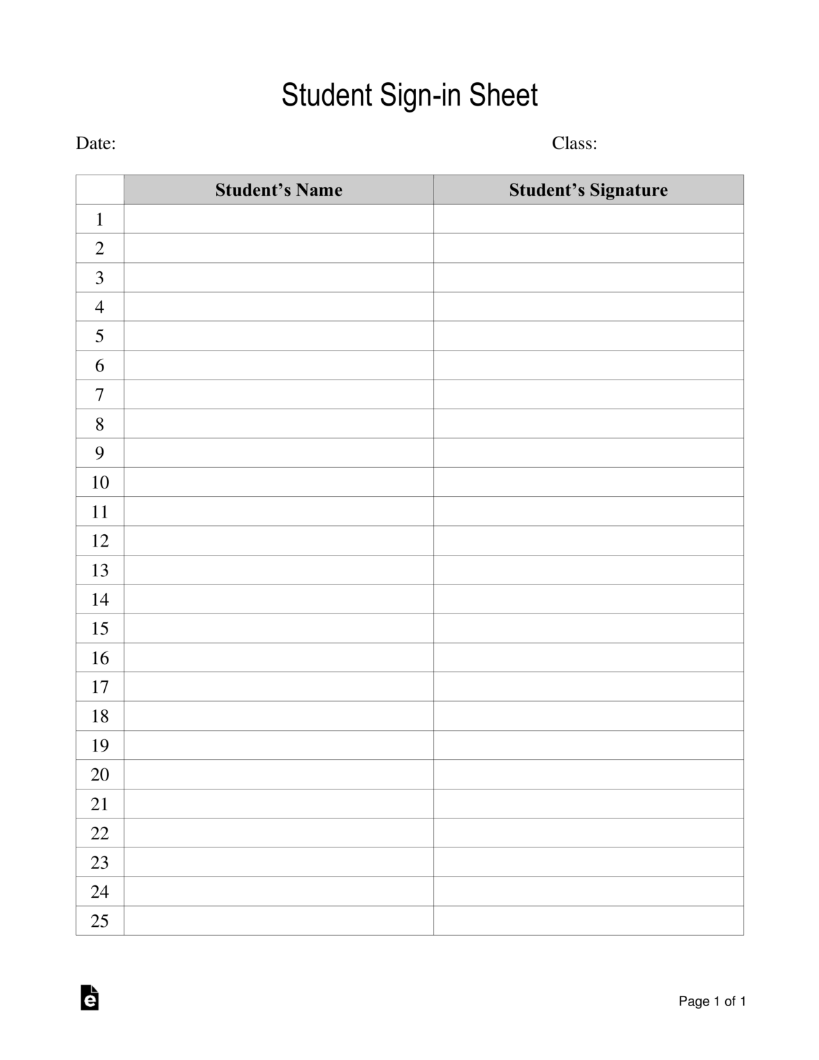 Free Printable Sign In Sheets Templates - Download Free Printable Templates