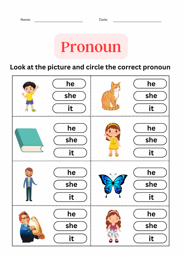 Pronoun Worksheet For Class 2 - Download Free Printable Templates