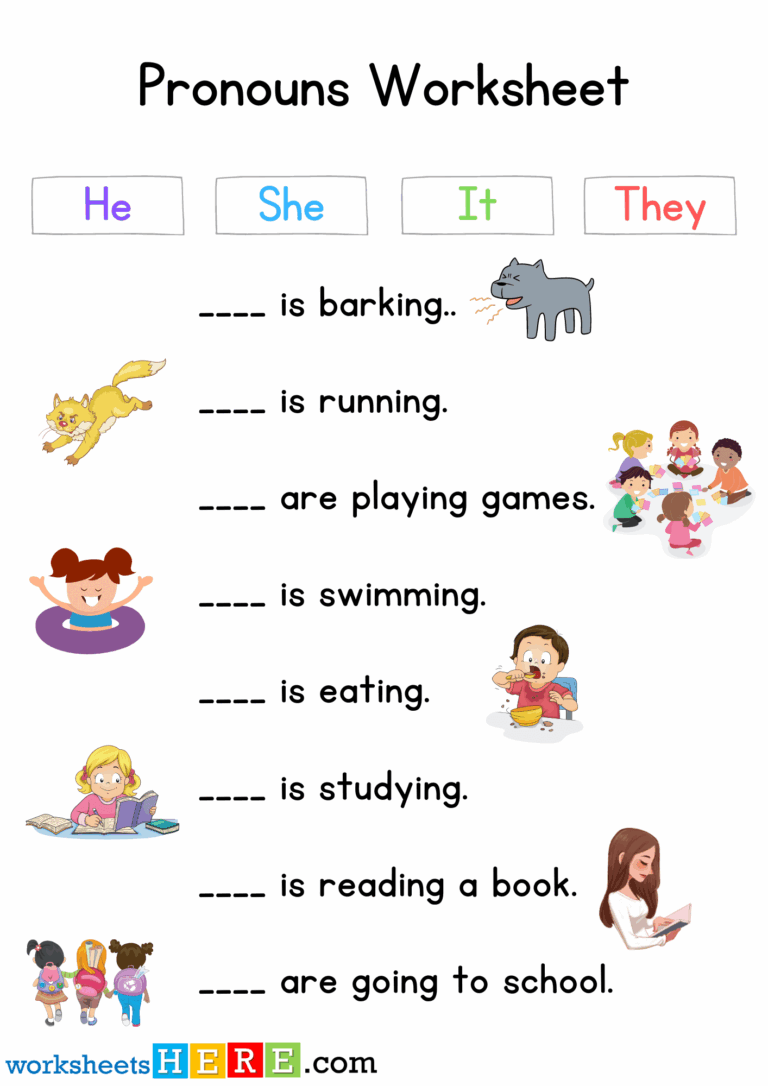 Pronouns Worksheet - Download Free Printable Templates