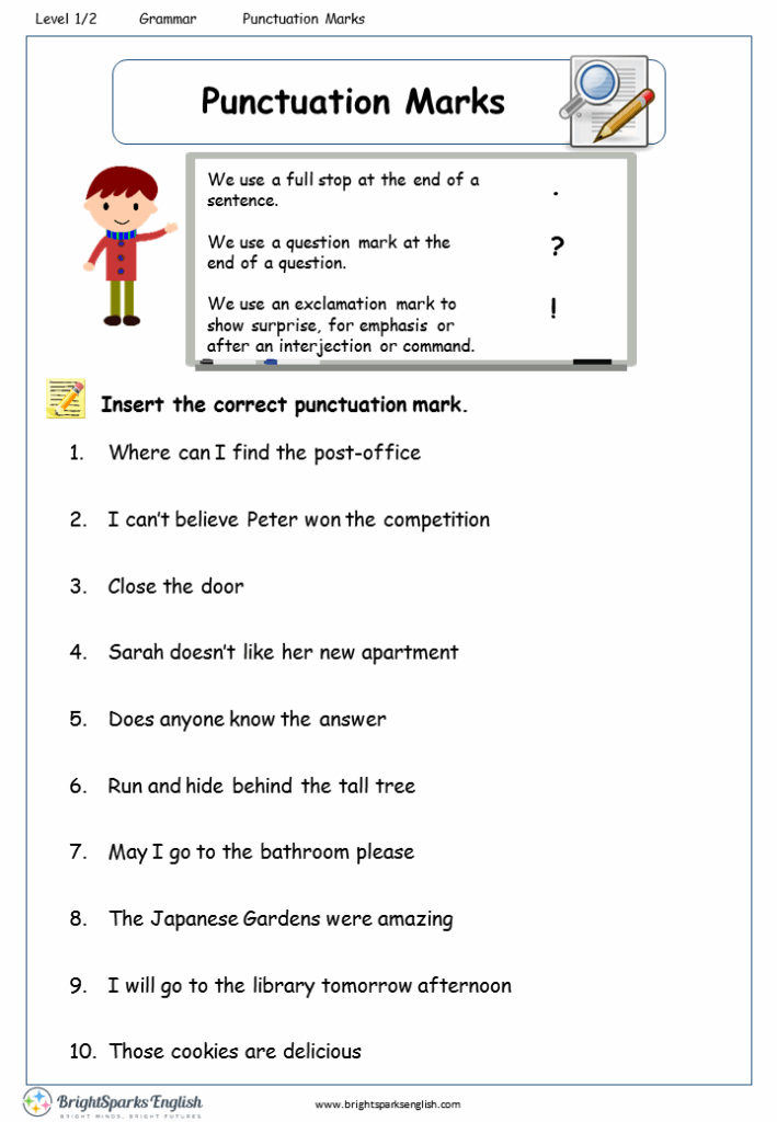 Punctuation Marks Worksheet - Download Free Printable Templates