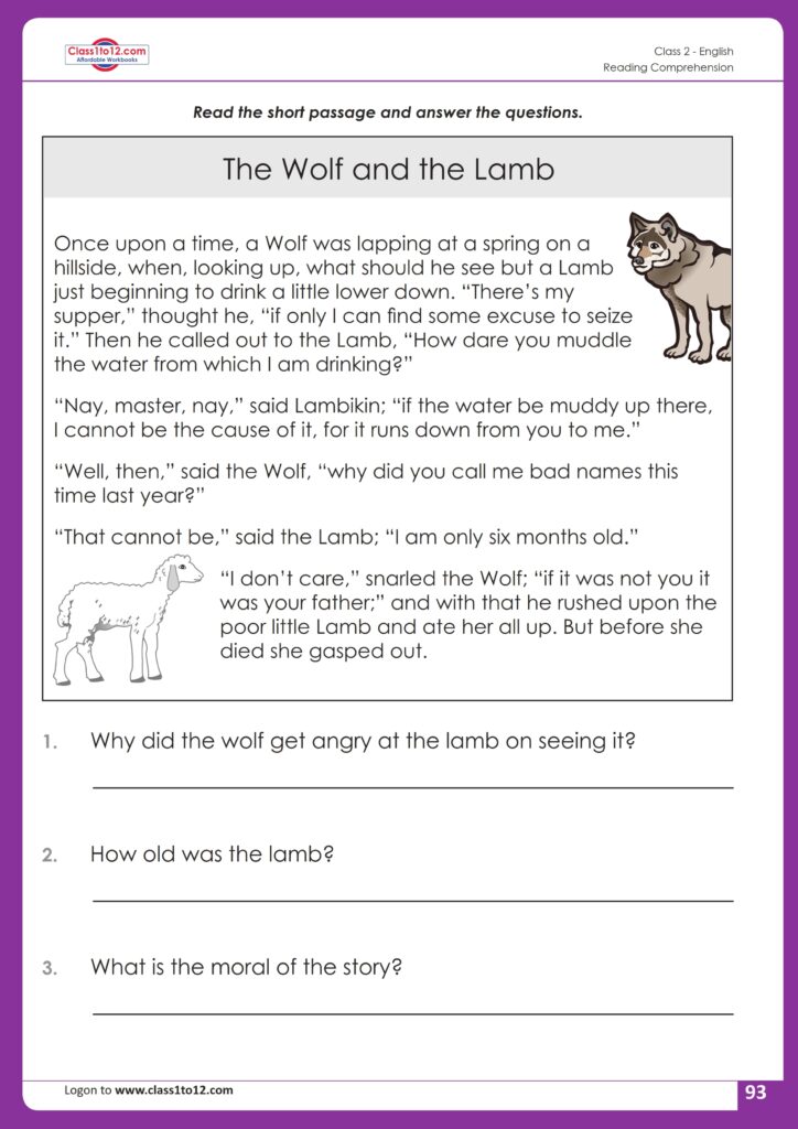 Reading Comprehension For Class 2 - Download Free Printable Templates
