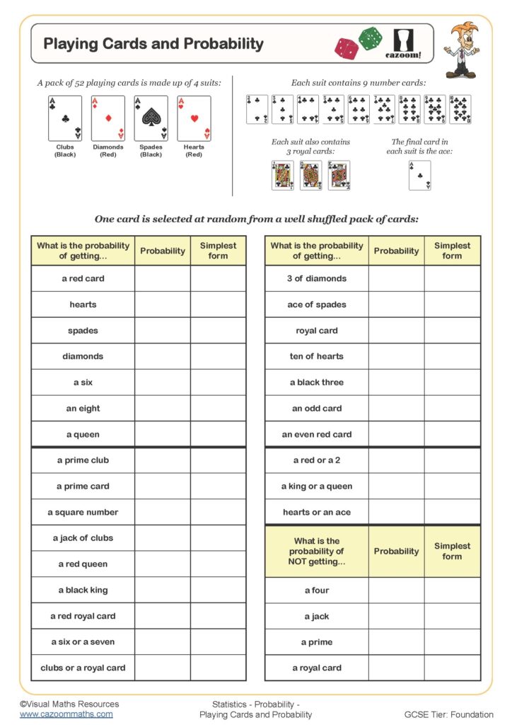 Probability Worksheets - Download Free Printable Templates
