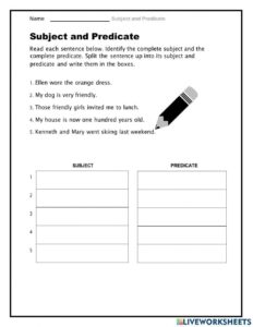 Subject And Predicate Worksheet For Class 4 - Download Free Printable ...