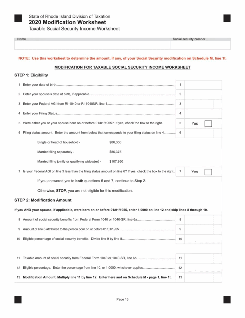 Social Security Benefits Worksheet - Download Free Printable Templates