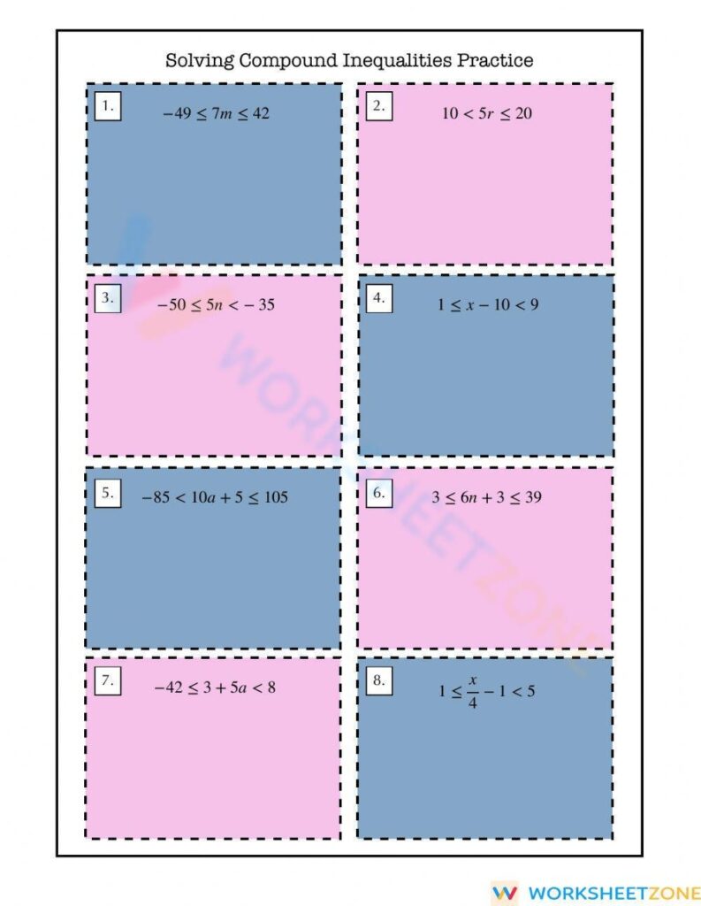Compound Inequalities Worksheet - Download Free Printable Templates
