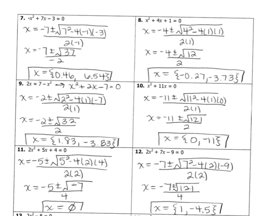 Quadratic Formula Worksheet - Download Free Printable Templates