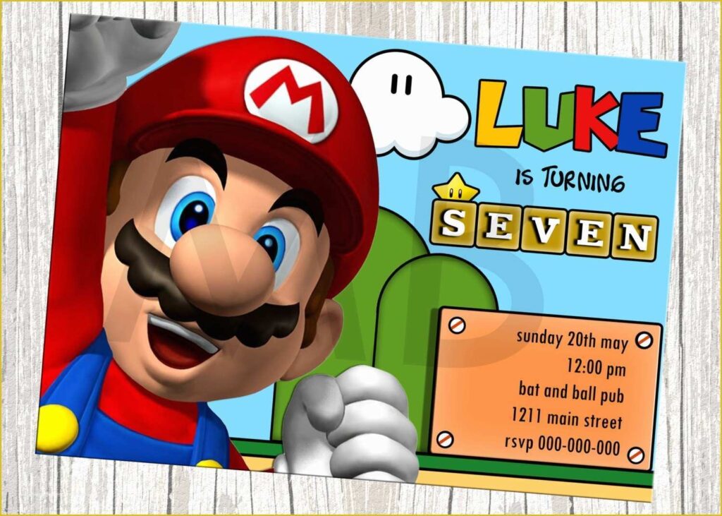 Printable Super Mario Invitations Template Free - Download Free ...