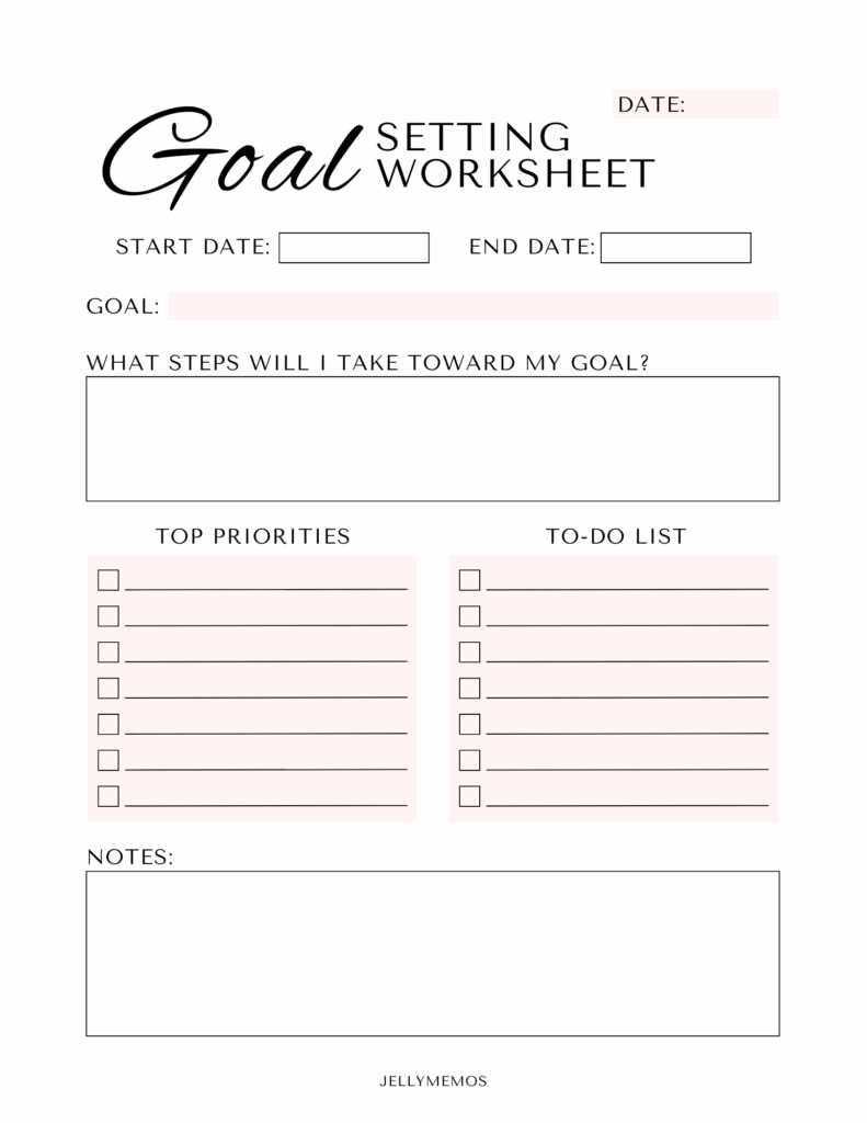 Goal Setting Worksheet - Download Free Printable Templates
