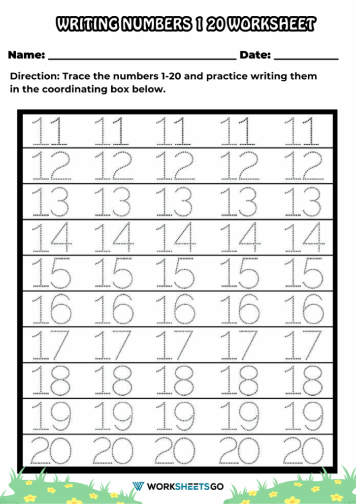 Numbers 1 20 Worksheets - Download Free Printable Templates