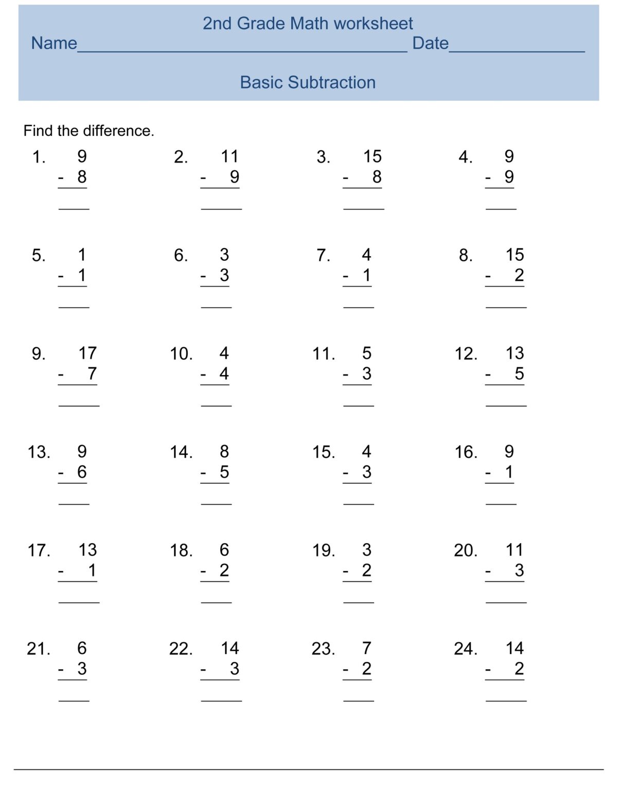2nd Grade Math Worksheet - Download Free Printable Templates