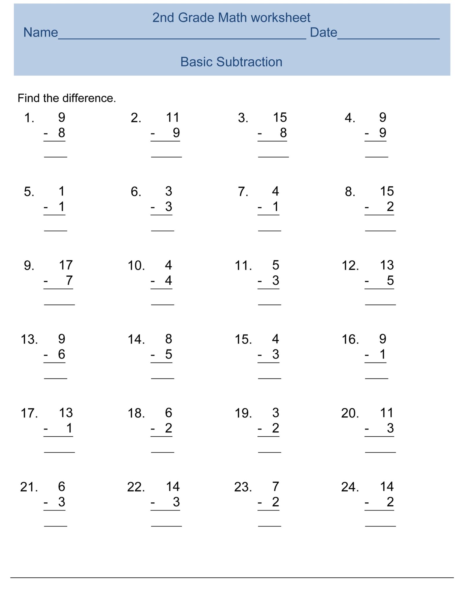 2nd Grade Math Worksheet - Download Free Printable Templates