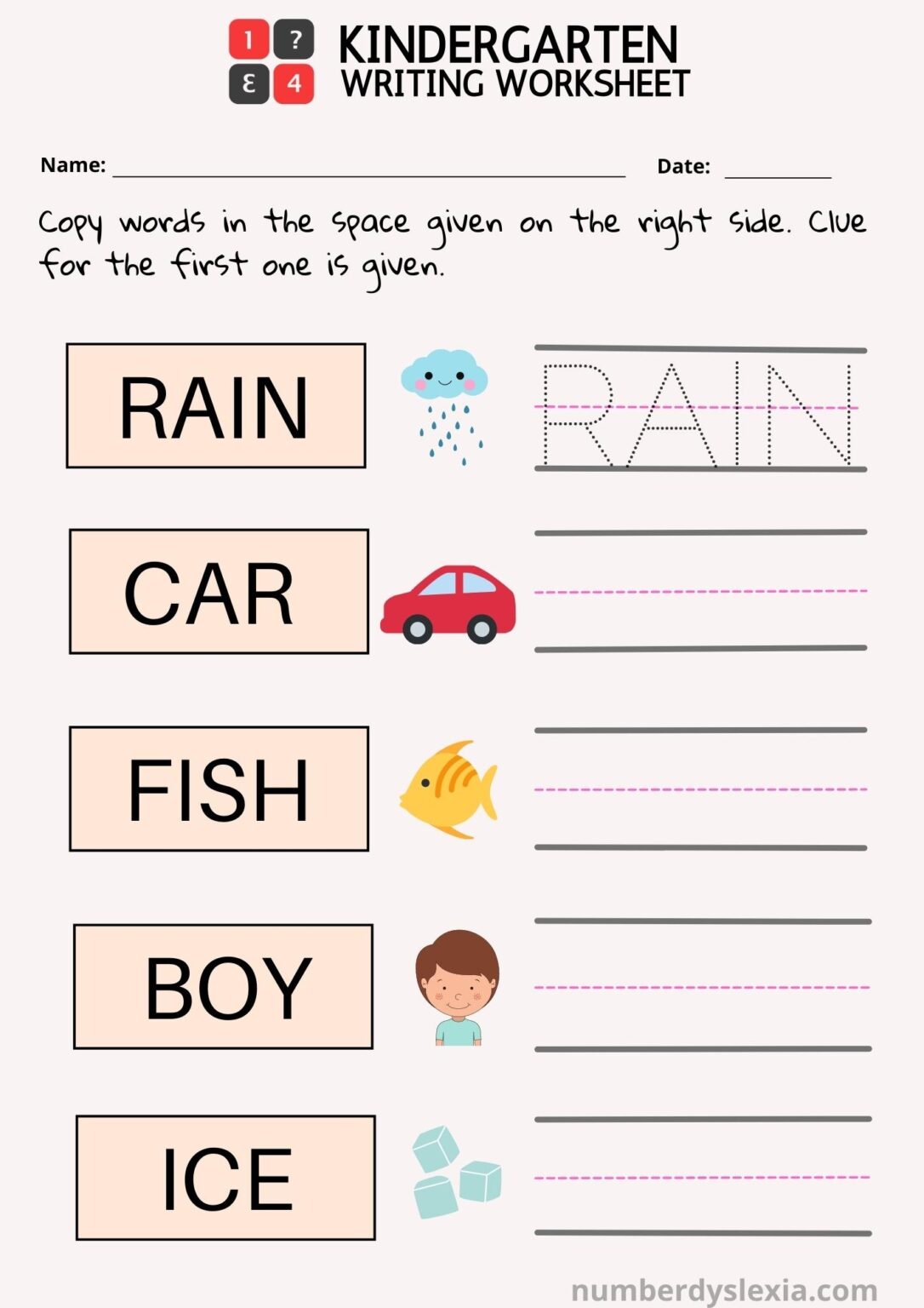 Kindergarten Writing Practice Worksheets - Download Free Printable ...