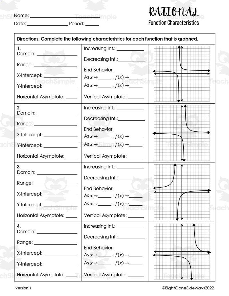 Graphing Rational Functions Worksheet - Download Free Printable Templates