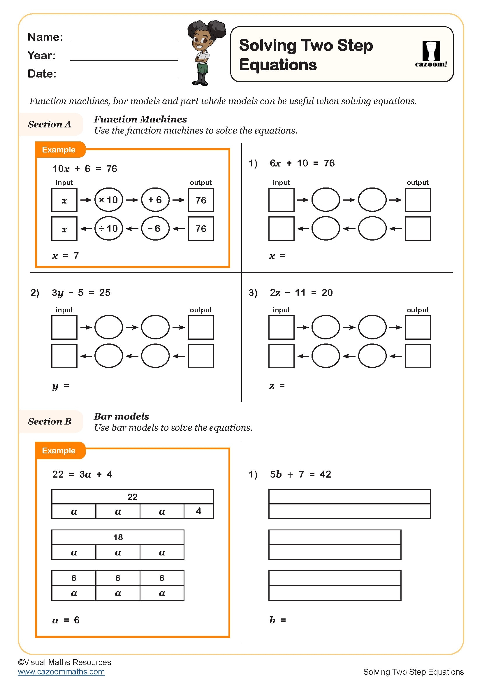 Solving 2 Step Equations Worksheet - Download Free Printable Templates