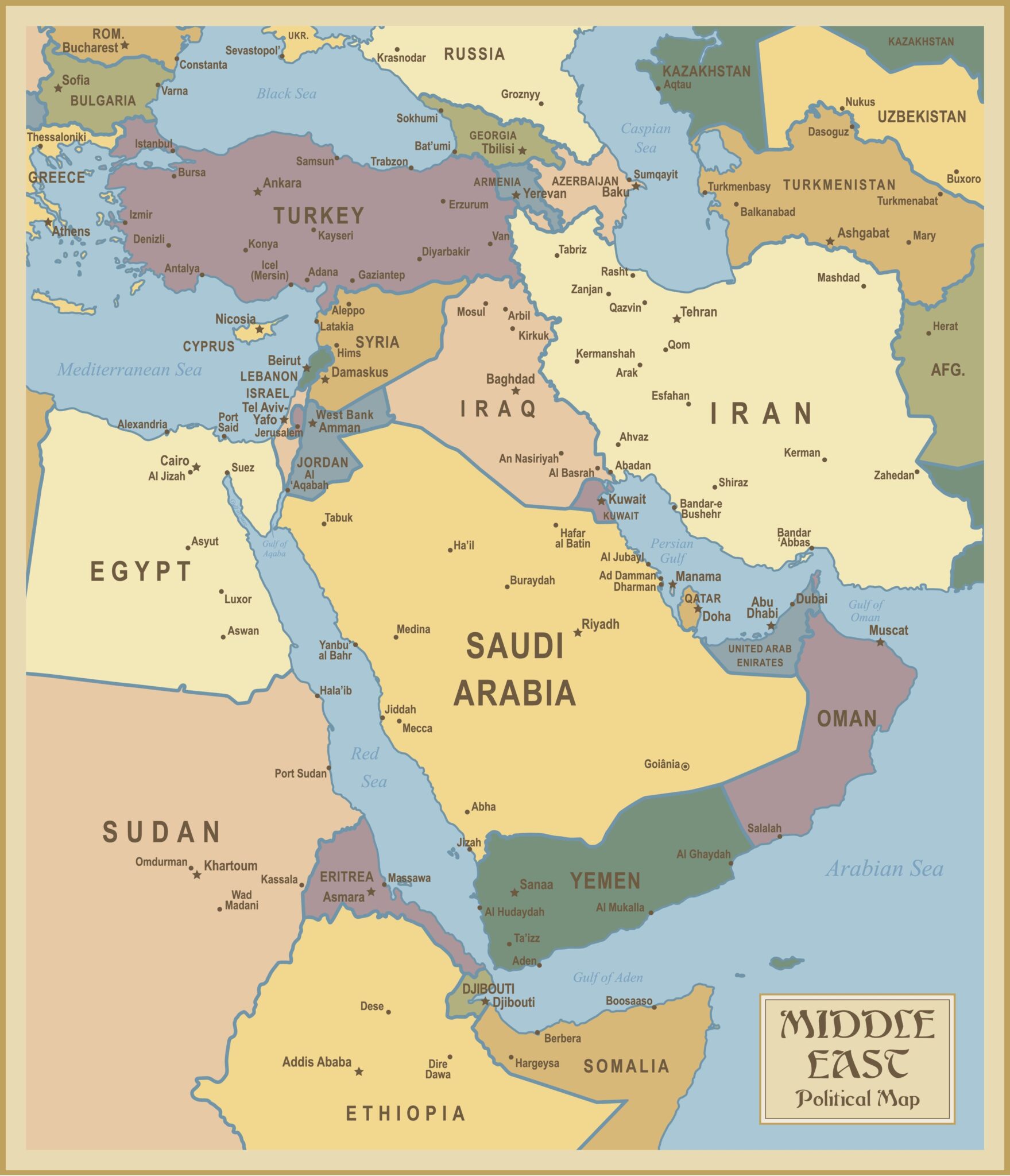 Printable Map Middle East - Download Free Printable Templates